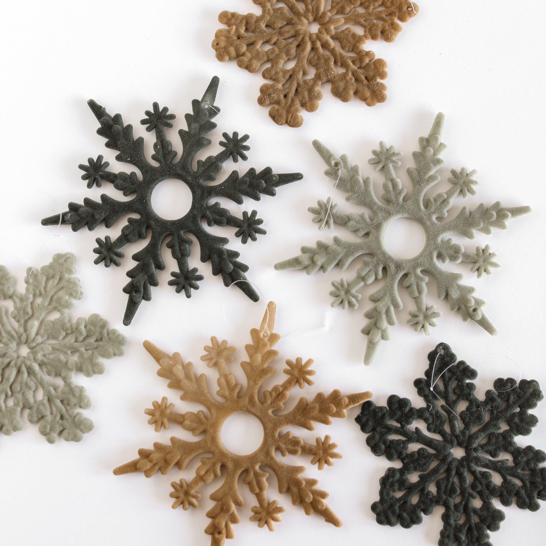 Set of 3 Flocked Snowflake Ornaments – Grow + Gather