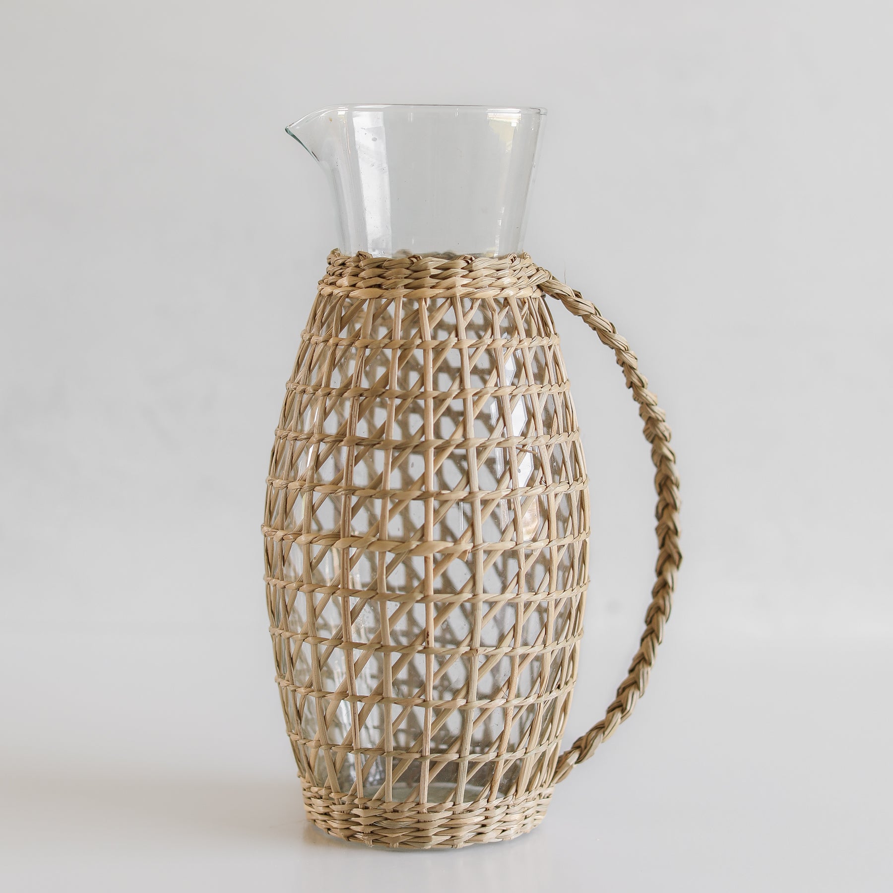 Seagrass Wrapped Glass Pitcher – Grow + Gather
